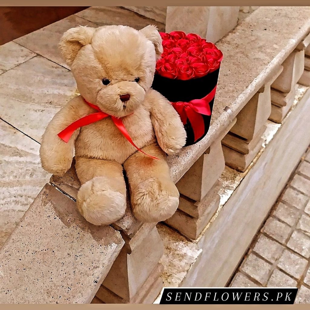 Teddy Bear with Roses Box